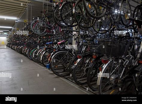 Very many bikes in the bike parking garage of the bike station at the main station ...