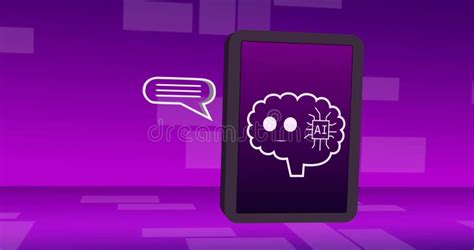 Image Of Ai Data Processing And Icons Over Computer Screen Stock