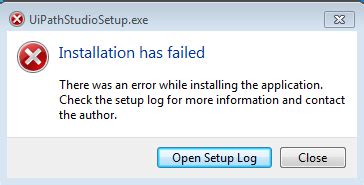 UI STUDIO SET UP ERROR Help UiPath Community Forum