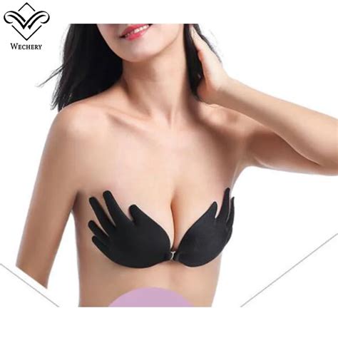 Wechery Silicone Invisible Hand Adhesive Bra Plunge Brassiere Strapless