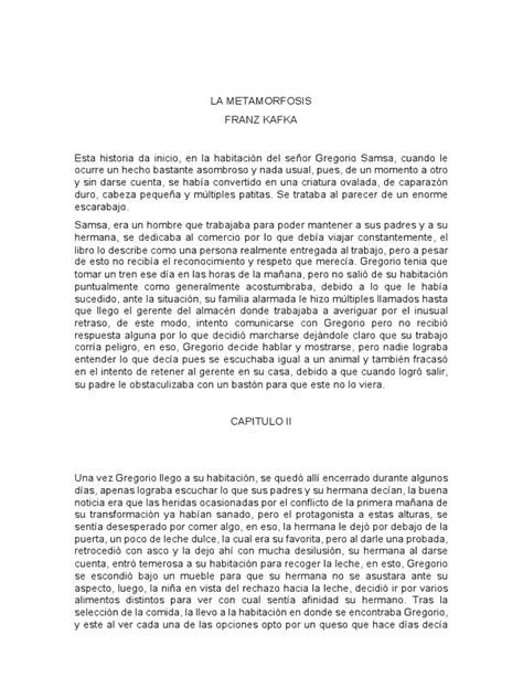 Resumen Y Crítica De La Metamorfosis Franz Kafka Pdf La Metamorfosis
