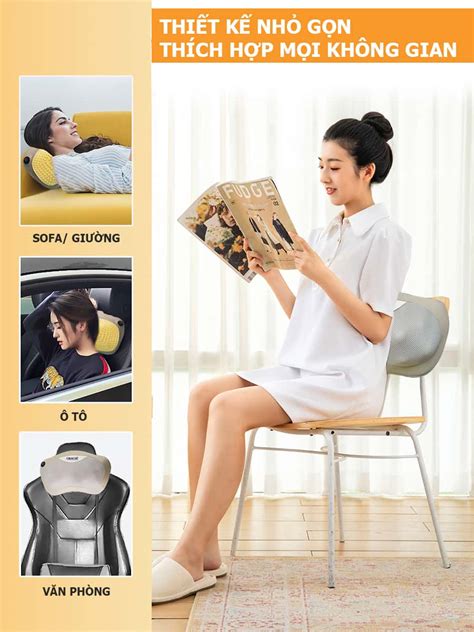 Gối Massage Hồng Ngoại đau Vai Cổ Lưng Shiatsu Fuki Fk 568e