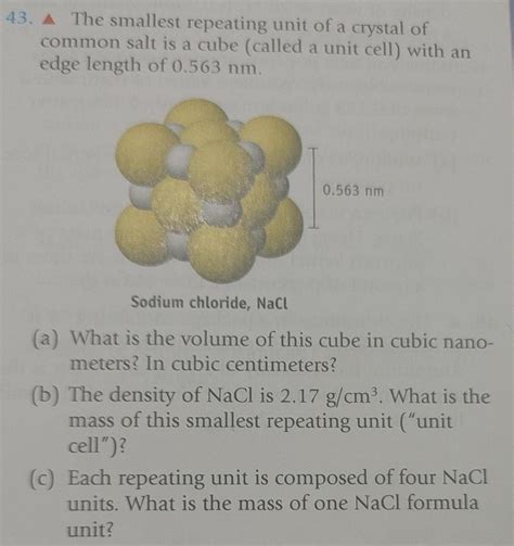 Solved 13 A The Smallest Repeating Unit Of A Crystal Of