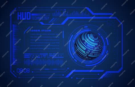 Premium Vector World Binary Circuit Board Future Technology Blue Hud Cyber Security Concept