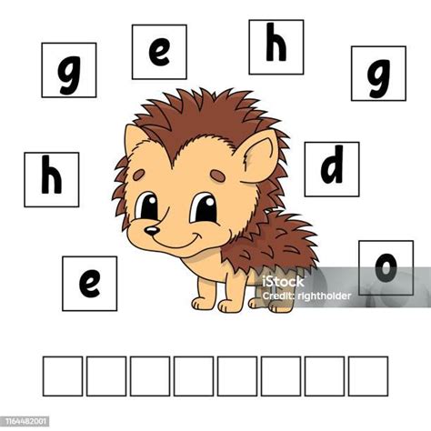 단어 퍼즐 교육 개발 워크 시트 아이들을위한 게임 활동 페이지 아이들을위한 퍼즐 유치원 수수께끼 귀여운 만화 스타일의 간단한 평면 고립 벡터 일러스트 개념에 대한 스톡 벡터