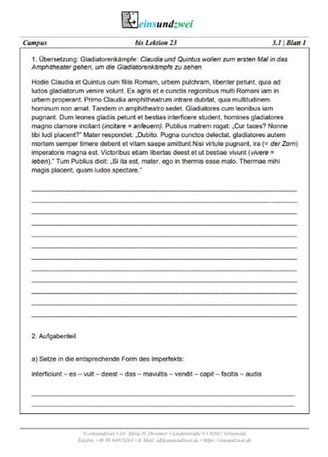 Latein 1 Lernjahr 6 Klasse Schulaufgaben And Übungen Gymnasium