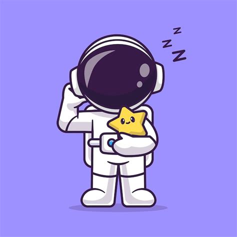 Mignon astronaute somnolent tenue mignon étoile dessin animé vecteur icône illustration