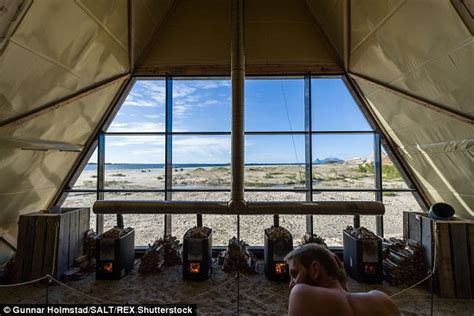 Inside the world s largest public sauna in Norway at Sandhornøya Bodø