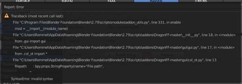SyntaxError Invalid Syntax Issue 178 Parik27 DragonFF GitHub