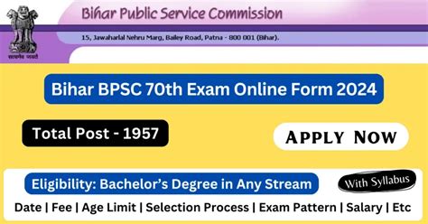 Bihar Bpsc 70th Notification 2024 Out For 1957 Vacancies Rojgar Warrior