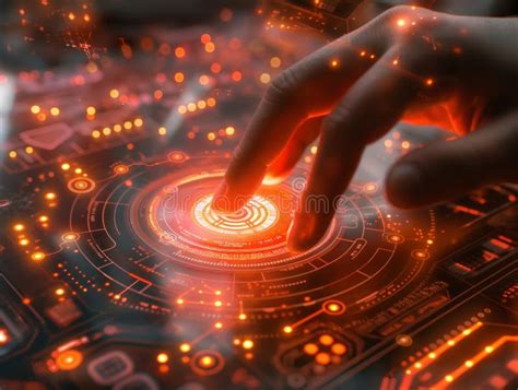 Futuristic Technology Interface Touch By Human Hand Stock Illustration Illustration Of