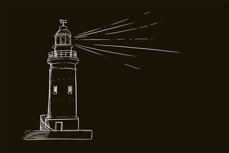 Lighthouse Sketch Beacon With A Light Beam Vector Illustration 24608687 Vector Art At Vecteezy