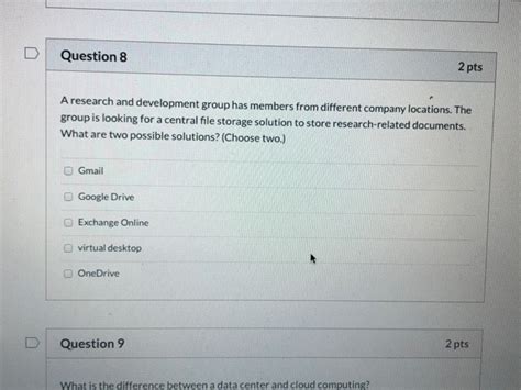 Solved D Question 1 2 Pts The It Department In A Company Is