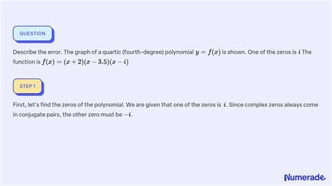 Solved Describe The Error The Graph Of A Quartic Fourth Degree