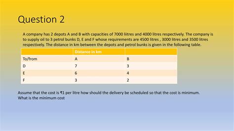 TRANSPORTATION PROBLEMS LINEAR PROGRAMMING PPT