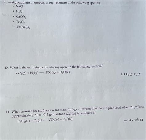 Solved Assign Oxidation Numbers To Each Element In The Chegg Com