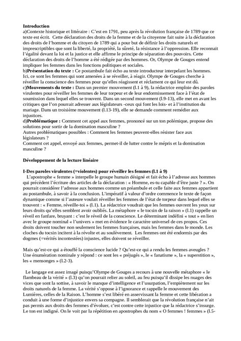 Lecture Linéaire De Postambule Docsity