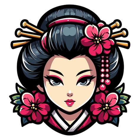 Premium Vector Japanese Geisha Girl Head Mascot Vector Illustration
