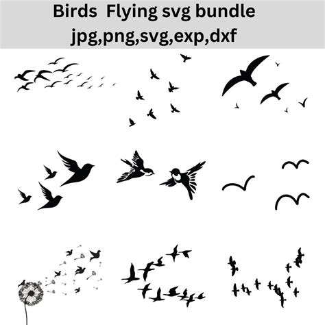 Birds Svg Birds Flying Svg Flying Birds Vector Birds Clipart Flock Svg