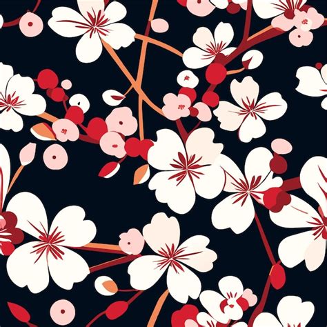 Premium Vector Cherry Sakura Blossoms Spring Pattern Background