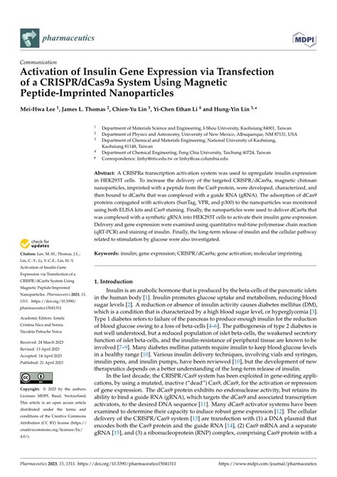 Pdf Activation Of Insulin Gene Expression Via Transfection Of A