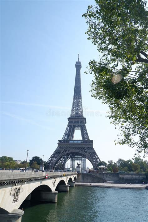 Eiffel Tower With Bridge Connected Seine River Editorial Photography