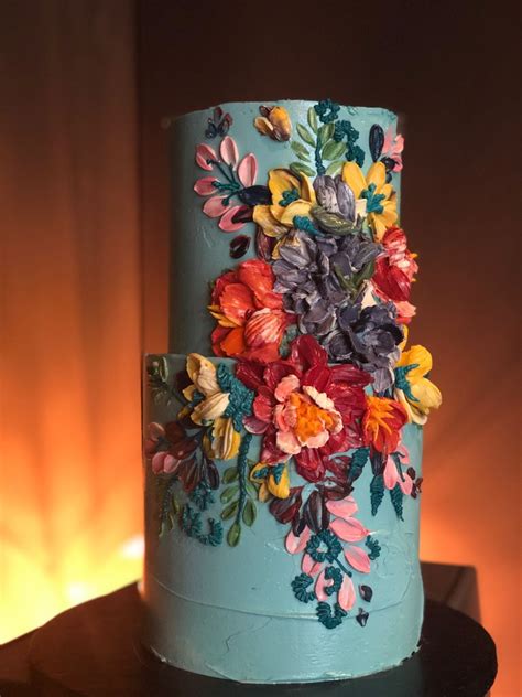 Artfully Crafted Floral Cake With Palette Knife Buttercream