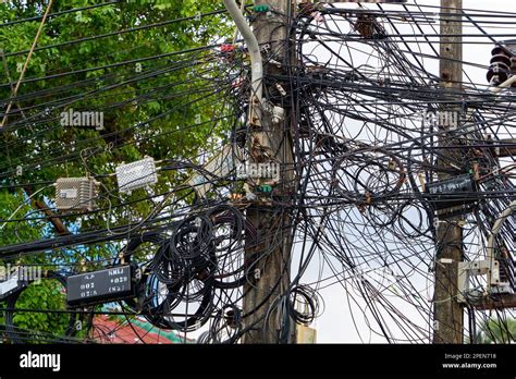 Tangled Electrical Wires In Thailand Problems With Flooding During