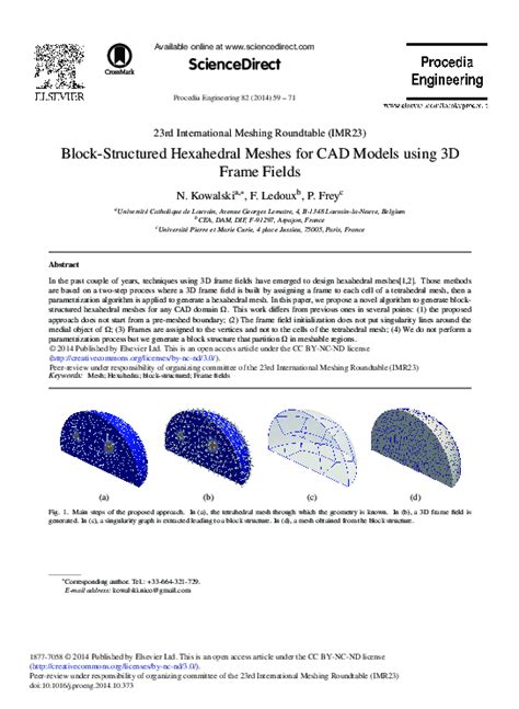 Pdf Block Structured Hexahedral Meshes For Cad Models Using 3d Frame