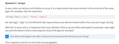 Solved Rnquestion 2 Arrays In Java When We Declare And