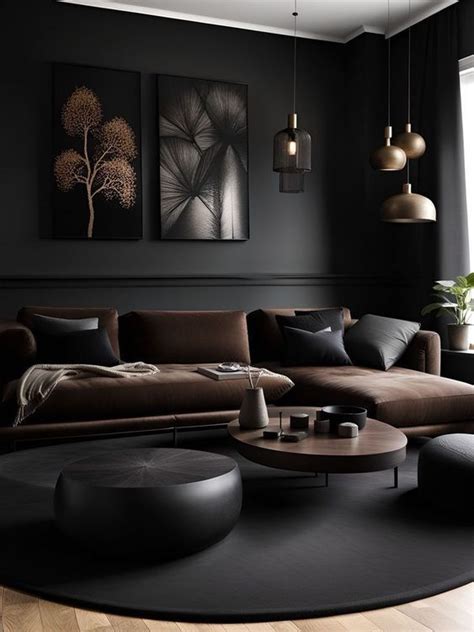 Pin By Mgbo Gwu On My Dream In 2024 Dark Living Rooms Dark Living Room Decor Black Living Room