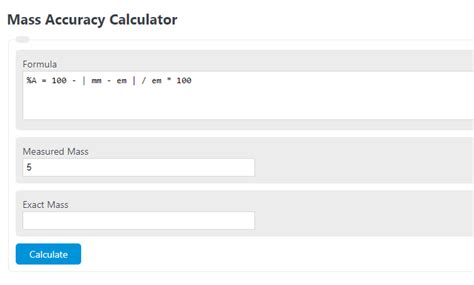 Mass Accuracy Calculator Calculator Academy