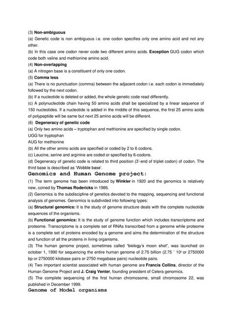 Biology Molecular Basis Of Inheritance Notes Learnpick India