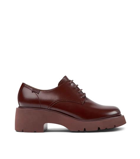 Camper Zapatos Casuales Derby En Piel Con Tacón Medio Ancho Mujer El