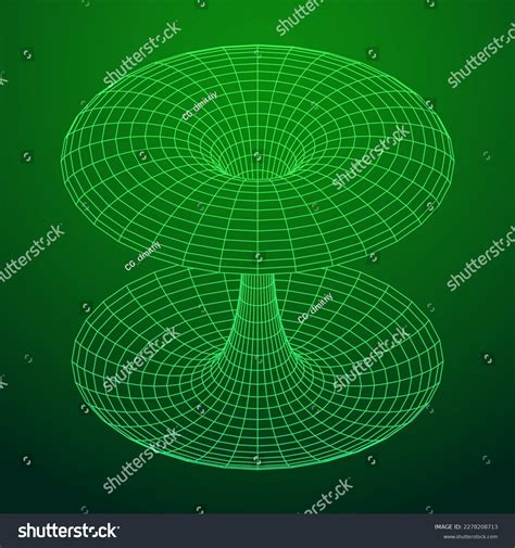 Wormhole Tunnel Mesh Objects Network Wireframe Stock Vector Royalty