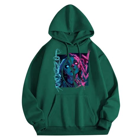 Arcane Jinx Merch Front And Back Art Adult Black Crew Neck Hooded