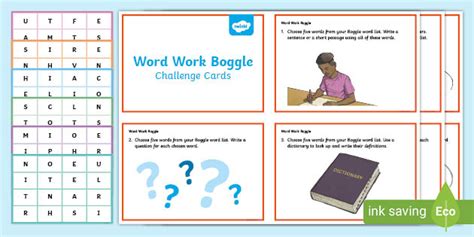 Word Work Boggle Challenge Cards For Year 56 Spelling