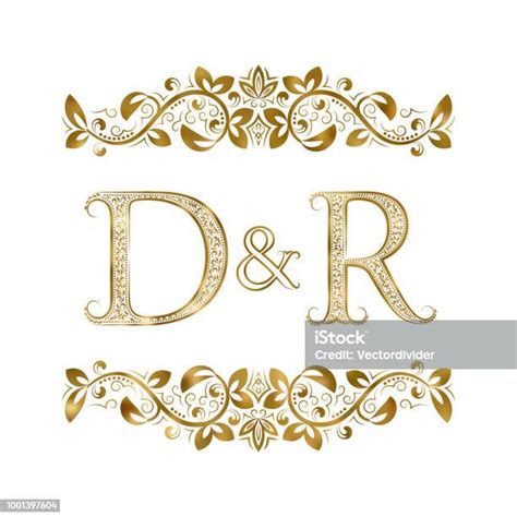 D와 R 빈티지 이니셜 기호입니다 글자 장식 요소에 의해 포위 된다 결혼식 또는 로얄 스타일에서 비즈니스 파트너 모노 그램입니다