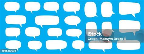 손으로 그린 말풍선 세트입니다 말풍선 텍스트 만화 채팅 상자 메시지 상자를 말합니다 빈 빈 흰색 말풍선 공란에 대한 스톡 벡터