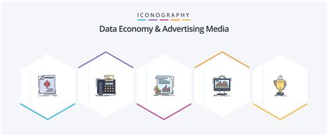 Data Economy And Advertising Media 25 Filledline Icon Pack Including