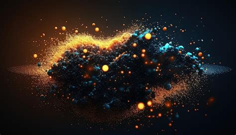 Premium Ai Image Dark Blue And Glow Particle Abstract Background Digital Art Illustration