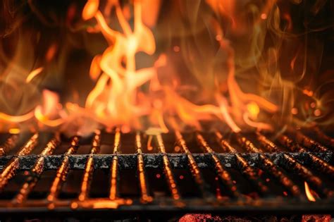 Texture Of Empty Bbq Grill With Flames Premium Ai Generated Image