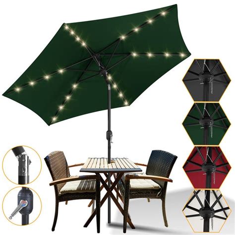Parasol De Jardin Dia 270 Cm Strucutre En Métal Robuste Anti Uv Vert