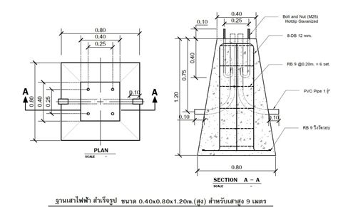 แบบฐานเสาไฟฟ้า นั่งร้าน แบบเหล็ก ท่าอิฐ นนทบุรี