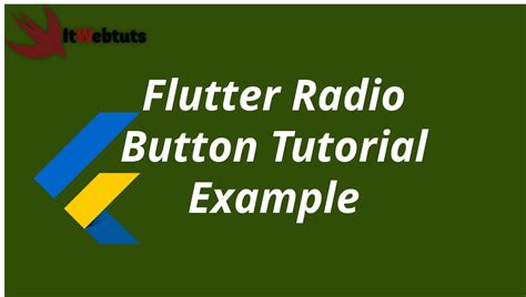 flutter radio button tutorial example