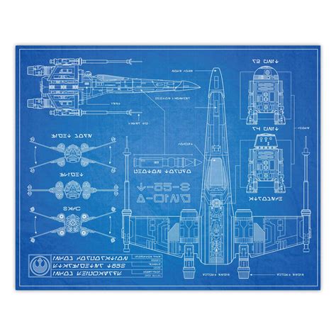 X Wing Fighter Blueprint Style Print 8x10 Home And Kitchen