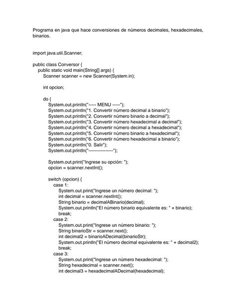 SOLUTION Programa En Java Que Hace Conversiones De N Meros Studypool