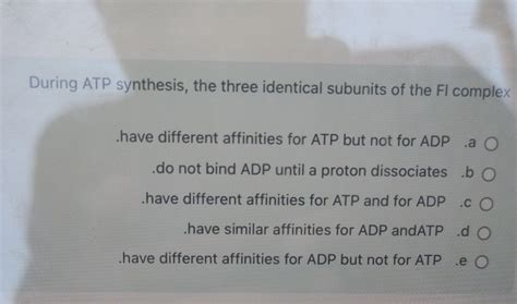 Solved During Atp Synthesis The Three Identical Subunits Of