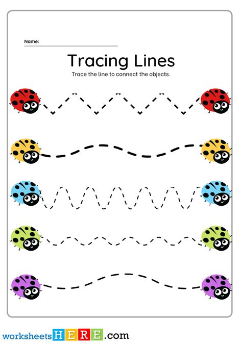Tracing Lines Worksheet Trace The Lines With Ladybugs Pdf Worksheet