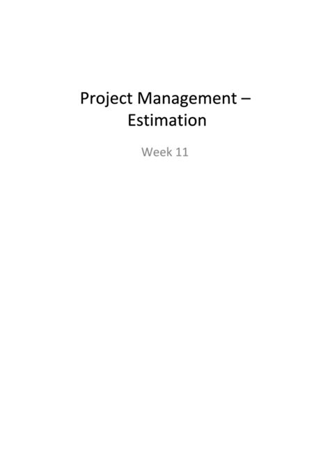 Project Management Estimation Printable Pdf Download